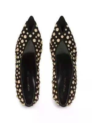 SERGIO ROSSI Beak Pearl-embellished Heeled Pumps