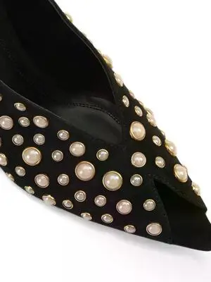 SERGIO ROSSI Beak Pearl-embellished Heeled Pumps