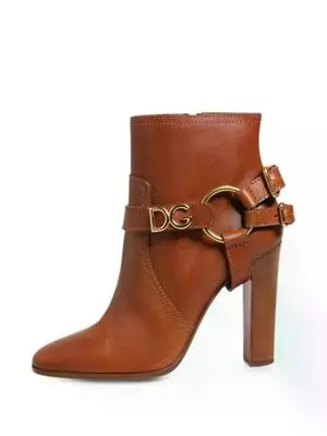 Dolce & Gabbana Dg Logo Buckle Ankle Boots - Brown