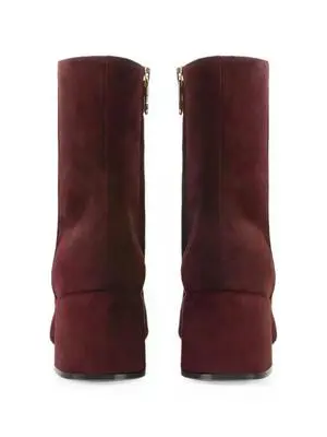 SERGIO ROSSI Convex Suede Ankle Boots - Red