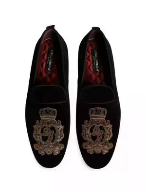 Dolce & Gabbana Embroidered Velvet Loafers