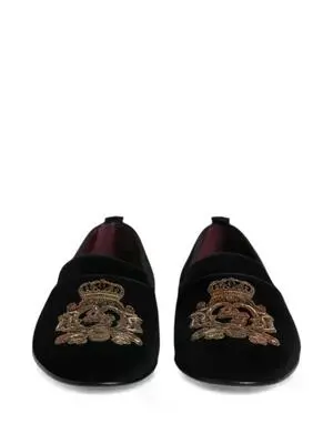 Dolce & Gabbana Embroidered Velvet Loafers