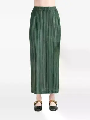 Issey Miyake Thicker Bottoms 2 Pleated Midi Skirt - Green