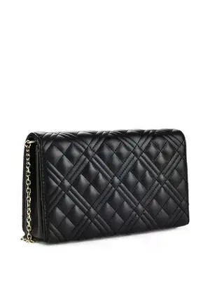 Moschino Quilted Logo-plaque Shoulder Bag - Black