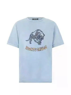 Roberto Cavalli Logo-print Cotton T-shirt - Blue