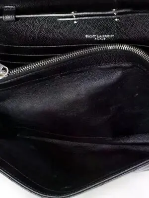 Saint Laurent Classic Monogram Wallet On Chain Matelasse Chevron Leather Medium Crossbody Bag