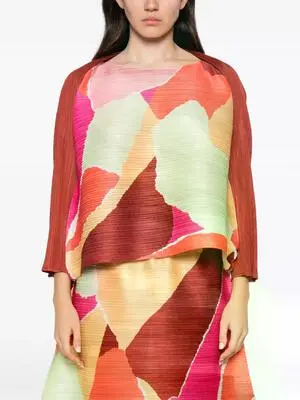 Issey Miyake Pleated Abstract-print Top
