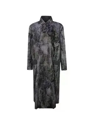 ZIGGY CHEN Crinkled-effect Double-breasted Coat - Grey