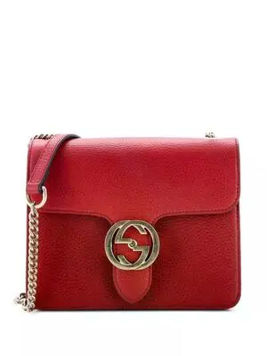 Gucci Interlocking Leather Small Shoulder Bag - Red