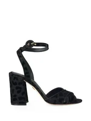 Dolce & Gabbana Animal-print Glitter-detail Sandals - Black