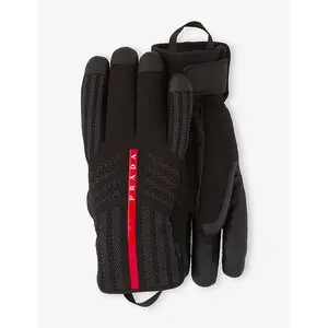 Prada Gore-tex Leather And Knit Ski Gloves