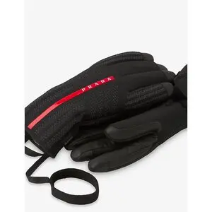 Prada Gore-tex Leather And Knit Ski Gloves