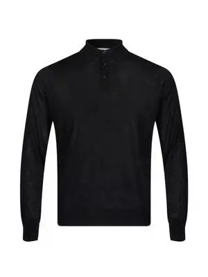 KANGRA Long-sleeve Polo Shirt - Black