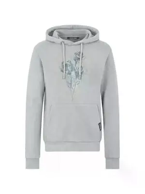 Roberto Cavalli Rose-print Drawstring Hoodie - Grey