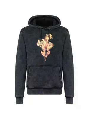 Roberto Cavalli Rose-print Cotton Hoodie - Black