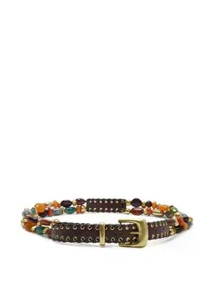 Malìparmi Beaded Leather Belt - Brown