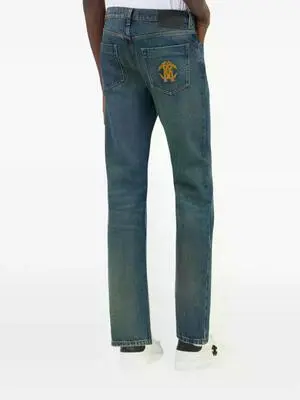 Roberto Cavalli Logo-embroidered Straight-leg Jeans