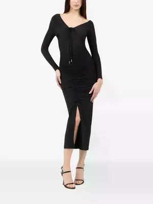 Roberto Cavalli Ruched Tie-fastening Midi Dress