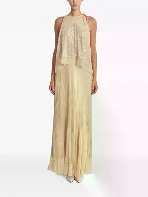 IRINA SCHROTTER Libra Sequin-embellished Pleated Maxi Dress - Neutrals