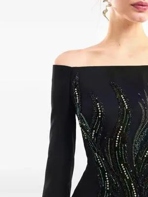 GEMY MAALOUF Beaded Off-shoulder Dress