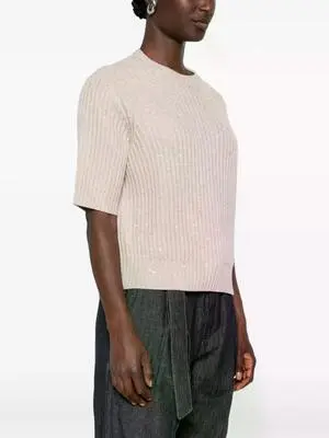 Brunello Cucinelli Sequin-embellished Ribbed-knit Sweater