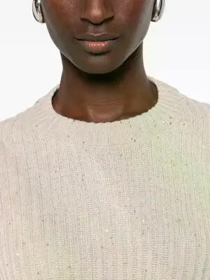 Brunello Cucinelli Sequin-embellished Ribbed-knit Sweater