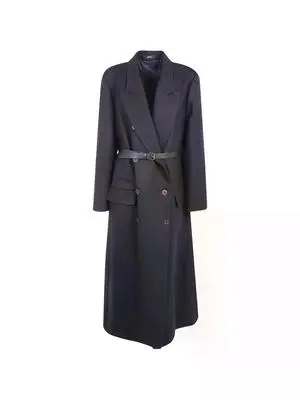IBRIGU Belted Double-breasted Coat - Brown