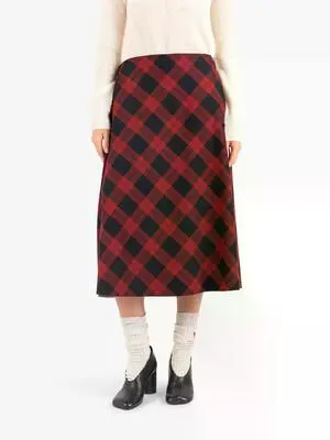 SOCIETE ANONYME Vero Checked Midi Skirt - Red