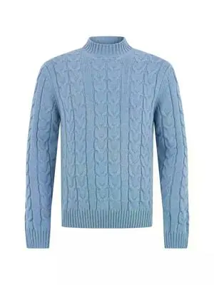 SLOWEAR Cable-knit High-neck Sweater - Blue