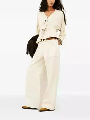 Ba&sh Precila Peplum Tie-fastening Blouse - Neutrals