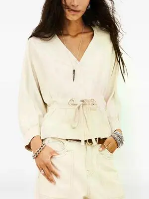 Ba&sh Precila Peplum Tie-fastening Blouse - Neutrals