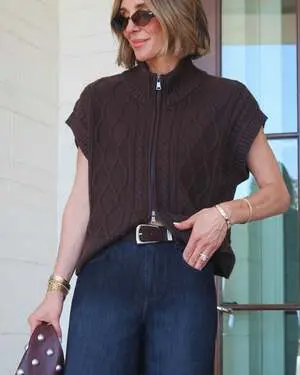 Splendid X @cellajaneblog Cable Knit Vest - Java