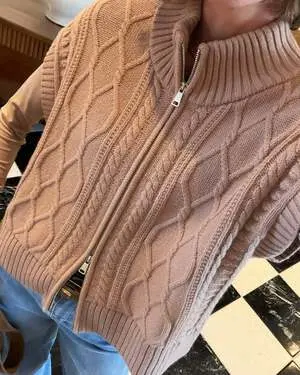 Splendid X @cellajaneblog Cable Knit Vest - Praline