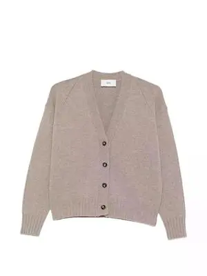 SOLOTRE V-neck Button-up Cardigan - Neutrals