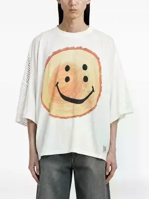 Kapital Tree Trunk Smiley-print T-shirt - White