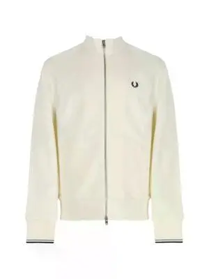 Fred Perry Logo-embroidered Zip-up Sweatshirt - Neutrals