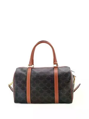 Celine Boston Bag Triomphe Coated Canvas Large Handbag