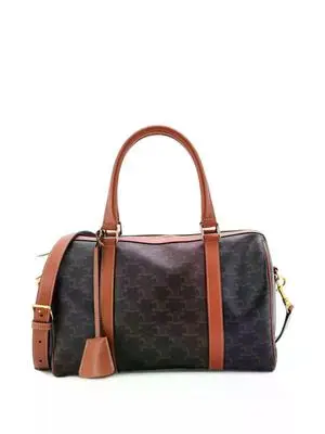 Celine Boston Bag Triomphe Coated Canvas Large Handbag