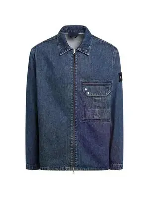 Stone Island Logo-patch Zip-up Denim Jacket - Blue