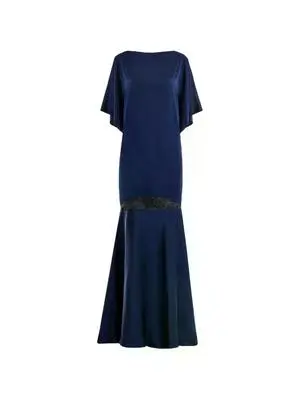 GEMY MAALOUF Beaded Flutter-sleeve Dress - Blue