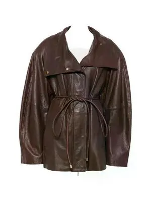 Sportmax Spsalaggio Belted Leather Jacket - Brown