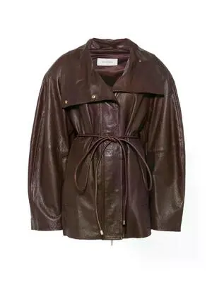 Sportmax Spsalaggio Belted Leather Jacket - Brown