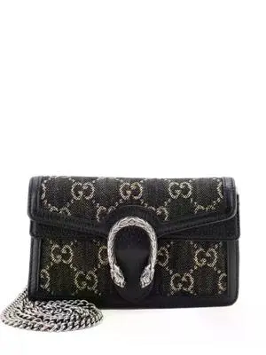 Gucci Dionysus Bag Gg Denim Super Mini Crossbody Bag - Black