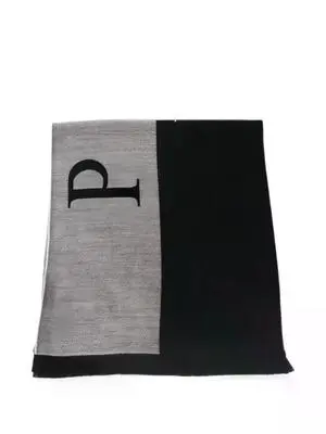 Philipp Plein Logo-intarsia Fringed Scarf - Grey