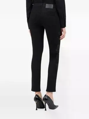 Roberto Cavalli Snake-embroidered Cropped Jeans