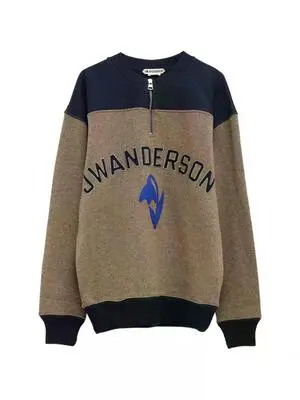JW Anderson Logo-embroidered Panelled Sweater - Neutrals