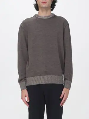 Paul & Shark 100% Wool Crewneck Jumper With Ribbed Trims Brown