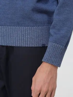 Paul & Shark 100% Wool Crewneck Jumper With Ribbed Trims - Gnawed Blue