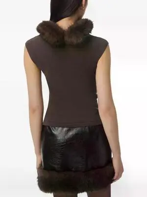 Apparis Vail Faux-fur Trim Sleeveless Top