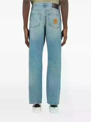 Roberto Cavalli Monogram-embroidered Straight-leg Jeans